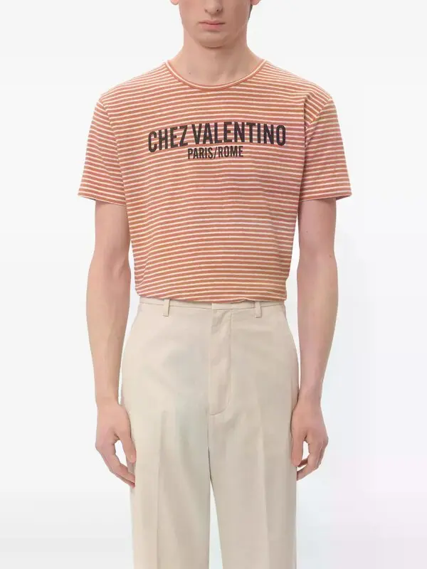 Valentino Garavani Chez-print Striped T-shirt - Orange
