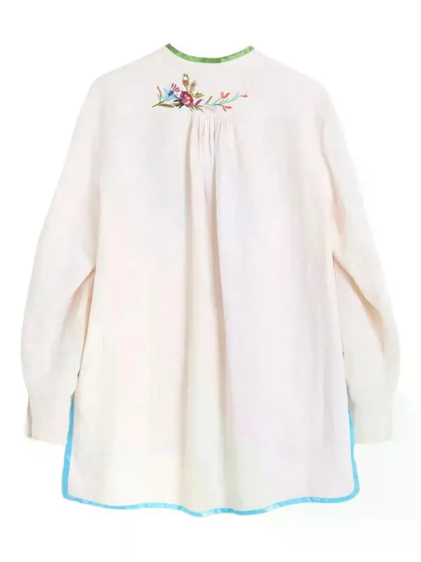 Valentino Garavani Floral-embroidered Linen Shirt - Neutrals