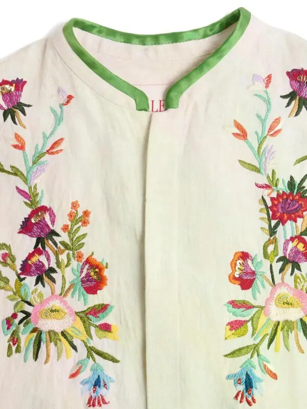 Valentino Garavani Floral-embroidered Linen Shirt - Neutrals
