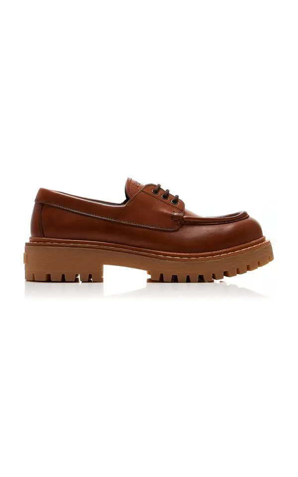 Prada Platform Leather Boat Shoes