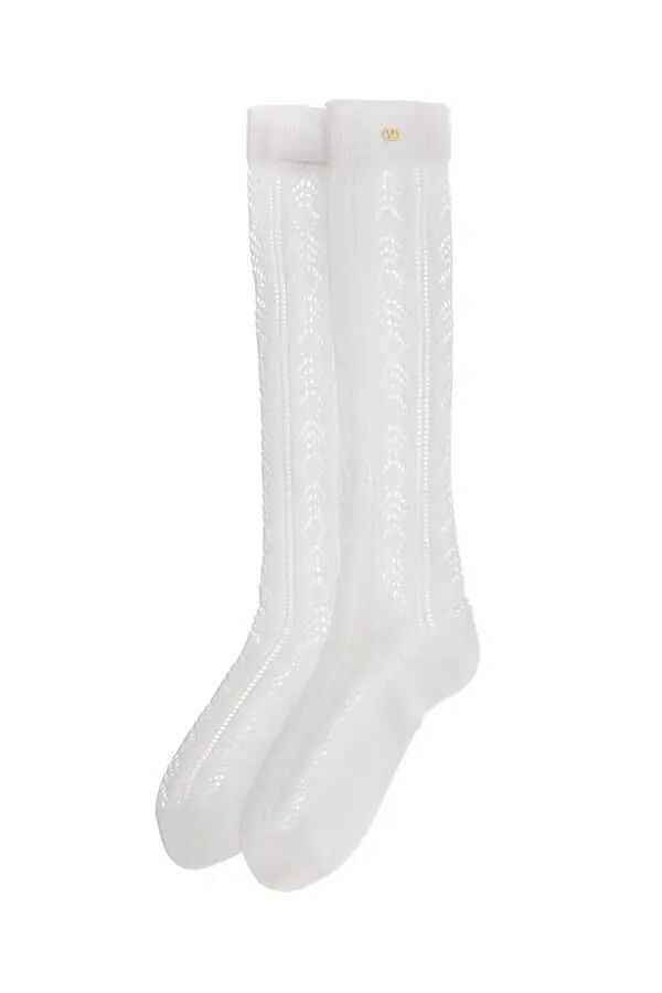 Valentino Garavani Perforated Cotton Socks In White - 33