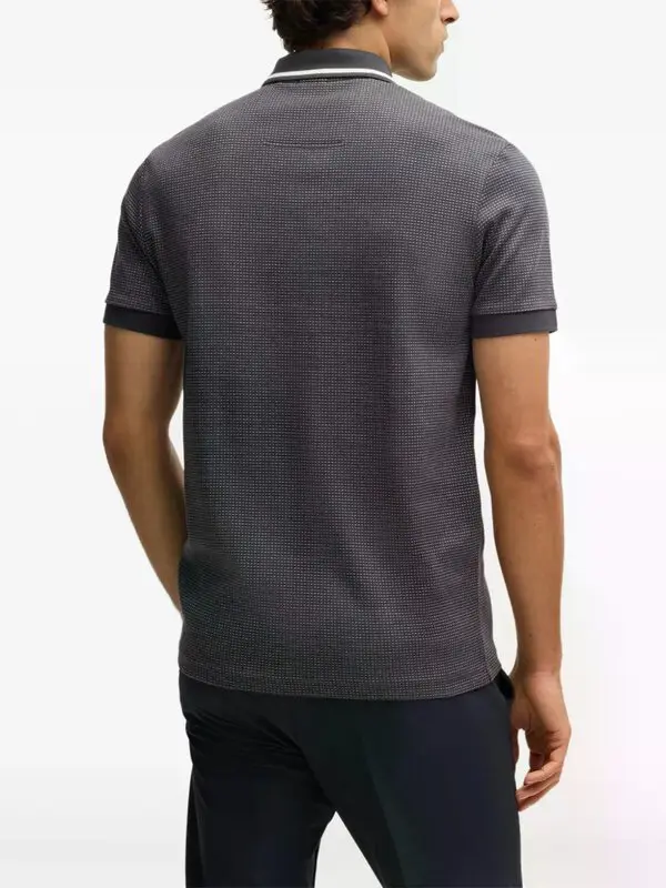 BOSS Pattern-jacquard Polo Shirt - Grey