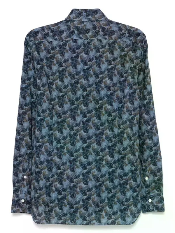 BARBA NAPOLI Leaf-print Shirt - Blue