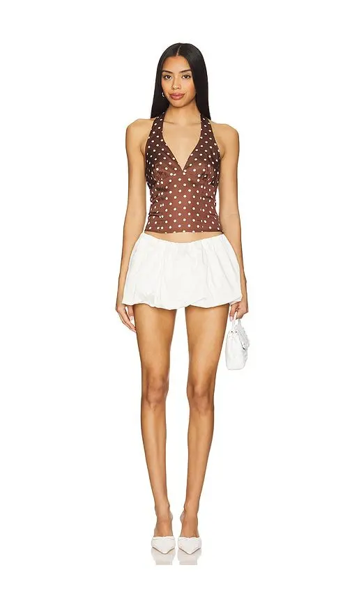 MORE TO COME Vivan Halter Top Polka Dot Satin