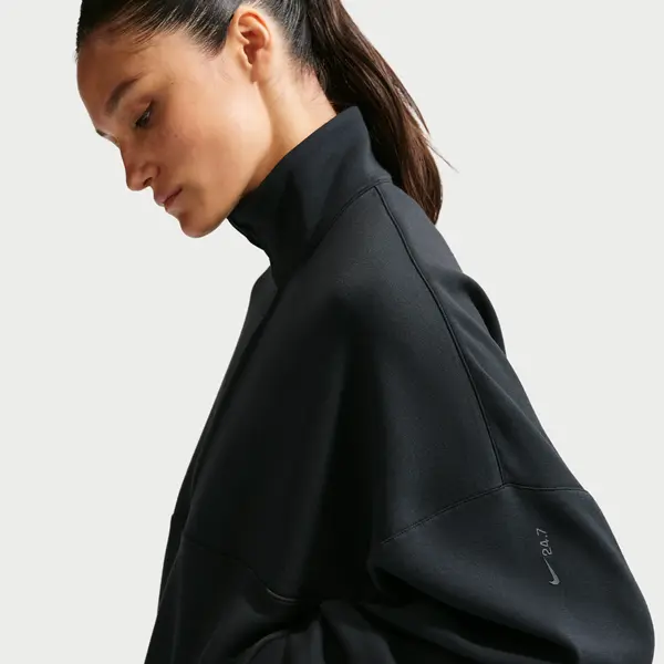 Nike 24.7 Impossiblysoft Dri-fit Oversized Half-zip Top - Black