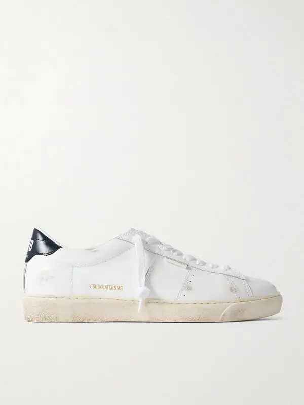 Golden Goose Matchstar Distressed Leather Sneakers - White