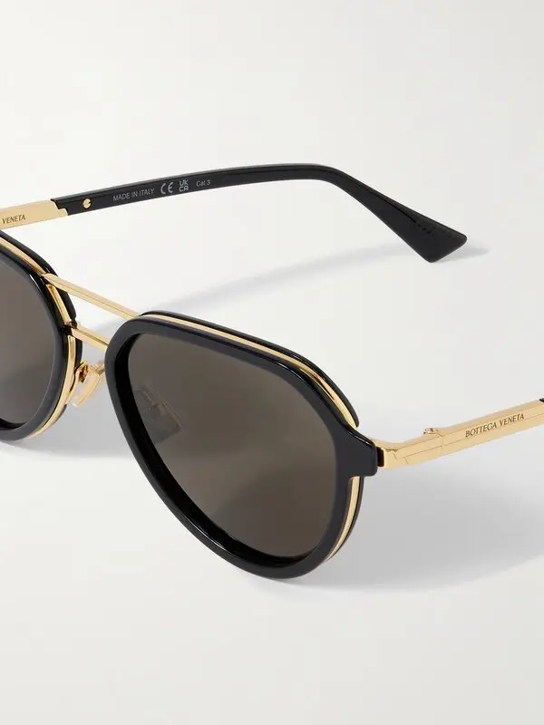 Bottega Veneta Aviator-style Recycled-acetate And Gold-tone Sunglasses