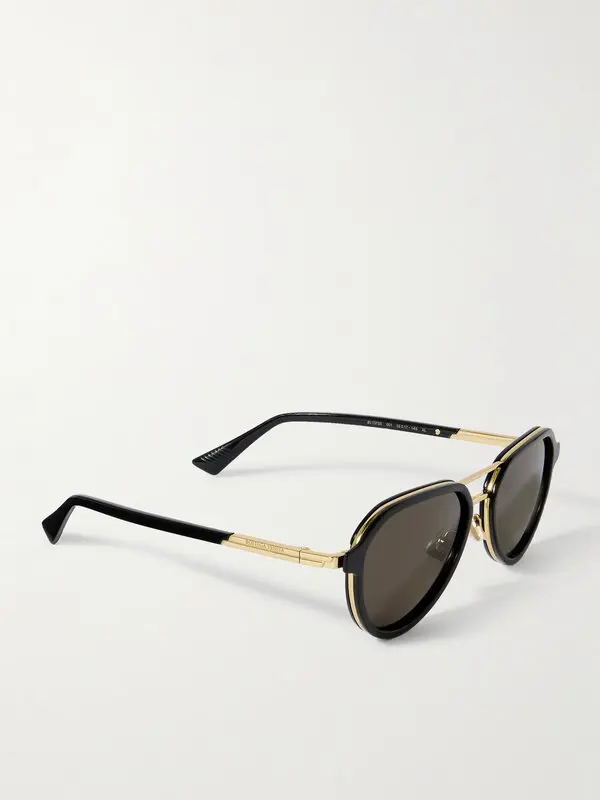 Bottega Veneta Aviator-style Recycled-acetate And Gold-tone Sunglasses
