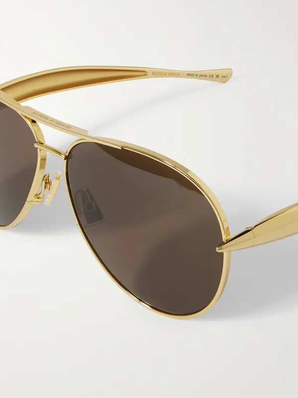 Bottega Veneta Sardine Aviator-style Sunglasses - Gold