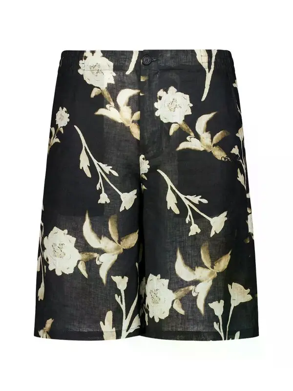 Off-White Floral-print Shorts - Black