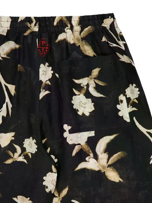 Off-White Floral-print Shorts - Black