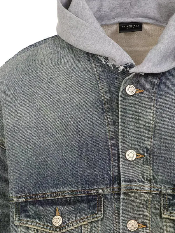 Balenciaga Hooded Denim Jacket - Blue
