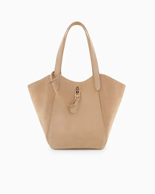 Giorgio Armani Medium Suede Handbag - Beige