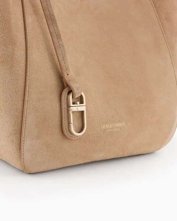 Giorgio Armani Medium Suede Handbag - Beige