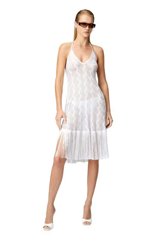 Missoni Cover-up Dress In Zig Zag Lamé Viscose With Fringes - Silver