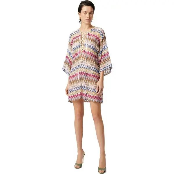 Missoni Short Cover-up Caftan In Lamé Viscose Lace - Multicoloured 1
