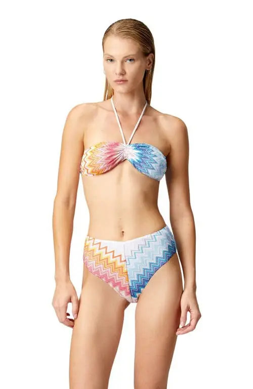 Missoni Bandeau Bikini In Zig Zag Lamé Viscose Blend - Multicoloured