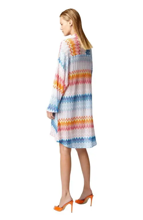 Missoni Oversized Shirt In Zig Zag Lamé Viscose Blend - Multicoloured