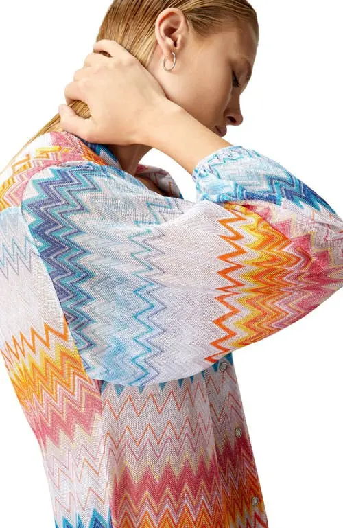 Missoni Oversized Shirt In Zig Zag Lamé Viscose Blend - Multicoloured