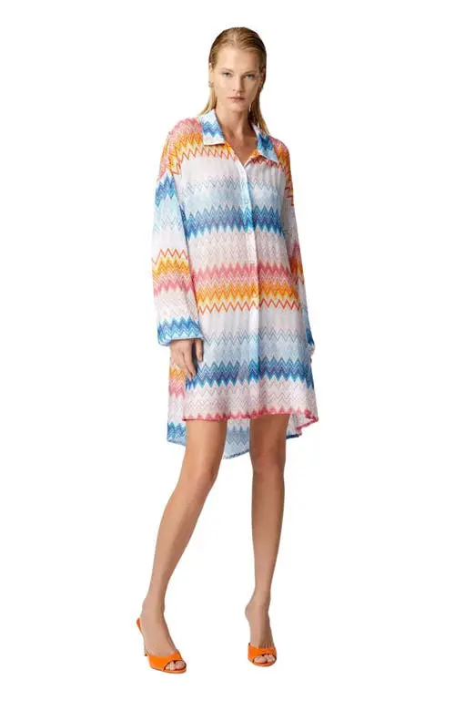 Missoni Oversized Shirt In Zig Zag Lamé Viscose Blend - Multicoloured