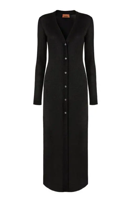 Missoni Long Lamé Viscose Cardigan With V-neck - Black