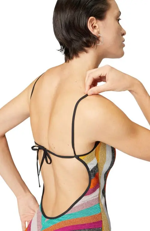Missoni Striped Ribbed Lamé Knit One-piece Swimsuit - Multicoloured