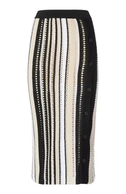 Missoni Striped Crochet Midi Skirt With Side Buttoning