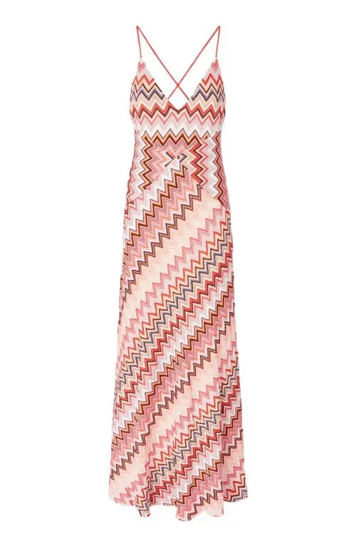 Missoni Long Patchwork Dress With Zigzag Pattern