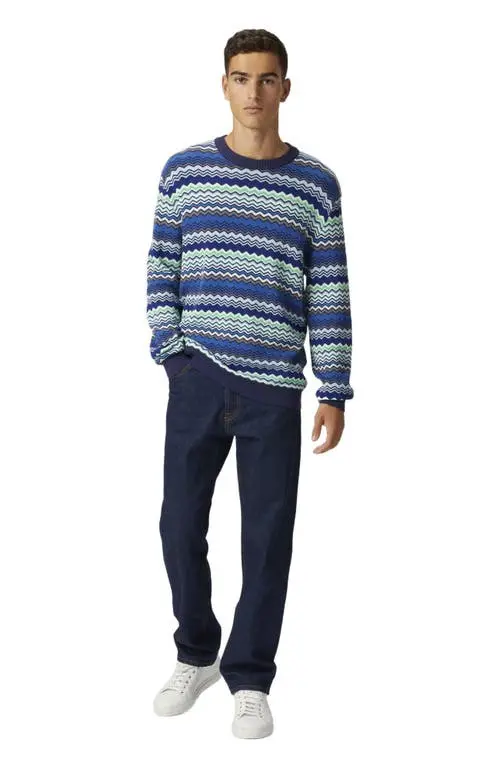 Missoni Cotton Crew-neck Pullover With Micro Zigzag And Contrasting Piping