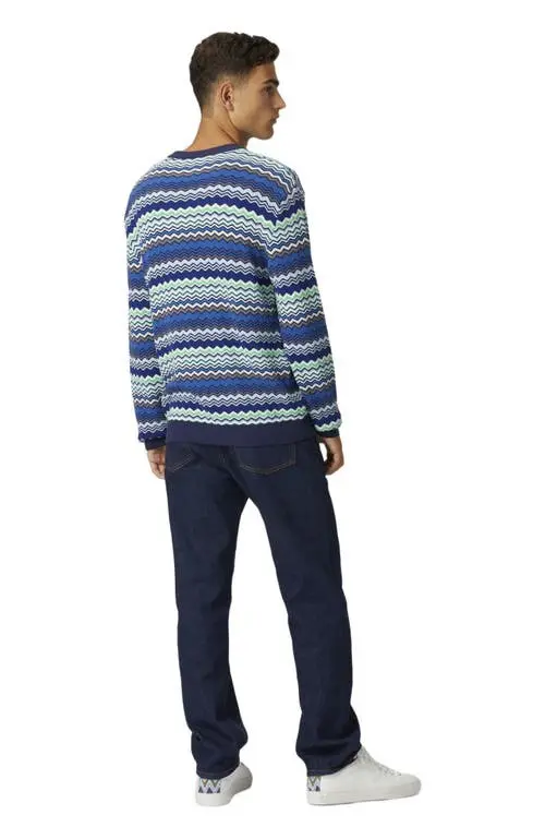 Missoni Cotton Crew-neck Pullover With Micro Zigzag And Contrasting Piping