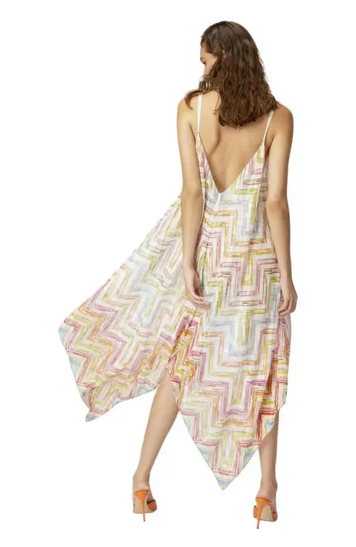 Missoni Long Cover-up Dress In Printed Tulle With Scarf Bottom - Multicoloured
