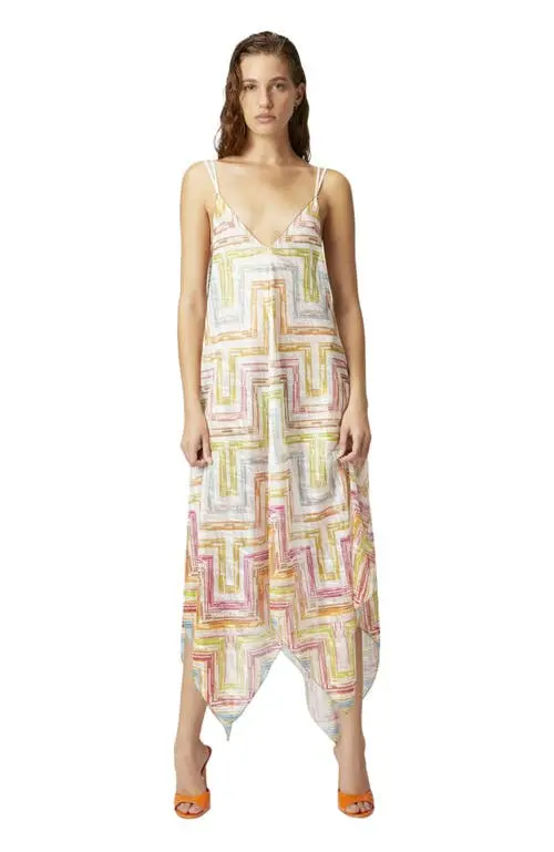 Missoni Long Cover-up Dress In Printed Tulle With Scarf Bottom - Multicoloured