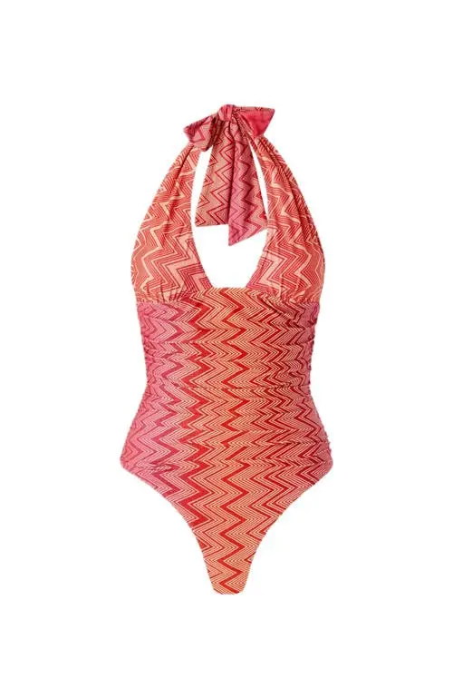 Missoni Lamé Zigzag One-piece Swimsuit - Red