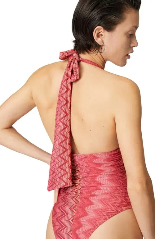 Missoni Lamé Zigzag One-piece Swimsuit - Red