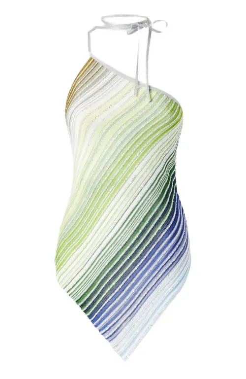 Missoni Asymmetrical One-shoulder Striped Top With Sequins