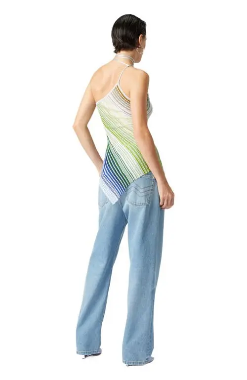 Missoni Asymmetrical One-shoulder Striped Top With Sequins
