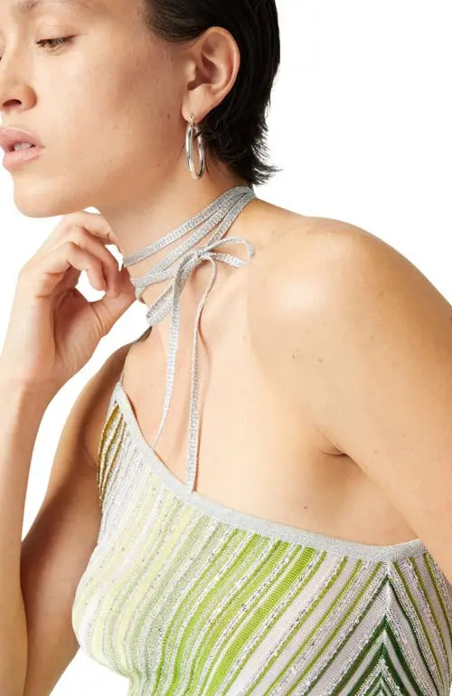 Missoni Asymmetrical One-shoulder Striped Top With Sequins