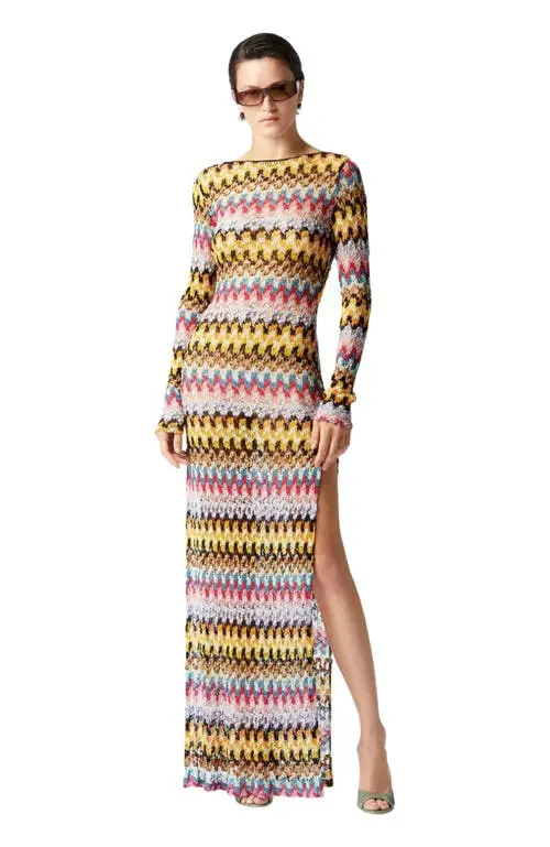 Missoni Long Dress In Lamé Viscose Lace With Open Back - Multicoloured