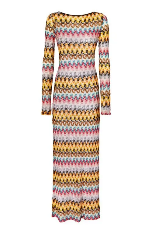 Missoni Long Dress In Lamé Viscose Lace With Open Back - Multicoloured