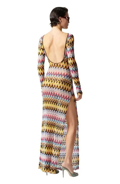 Missoni Long Dress In Lamé Viscose Lace With Open Back - Multicoloured