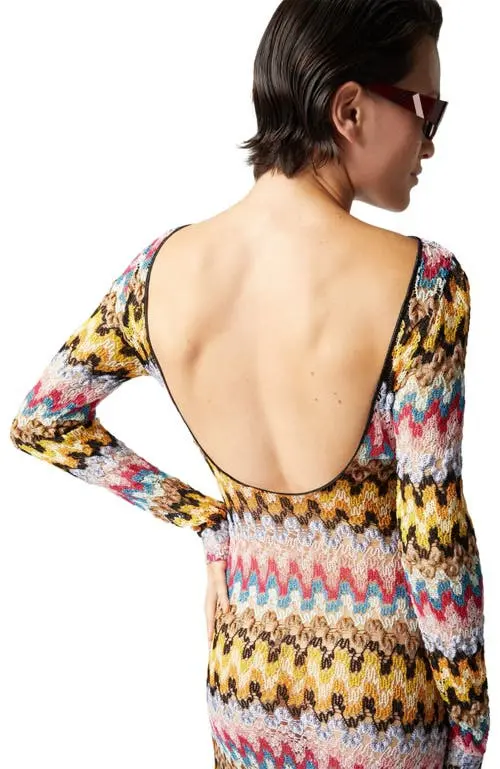 Missoni Long Dress In Lamé Viscose Lace With Open Back - Multicoloured