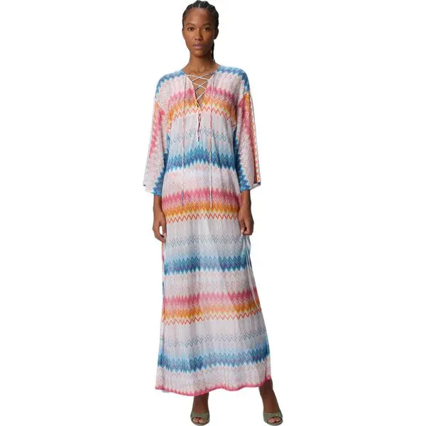 Missoni Long Cover-up In Zigzag Lamé Viscose Blend - Multicoloured