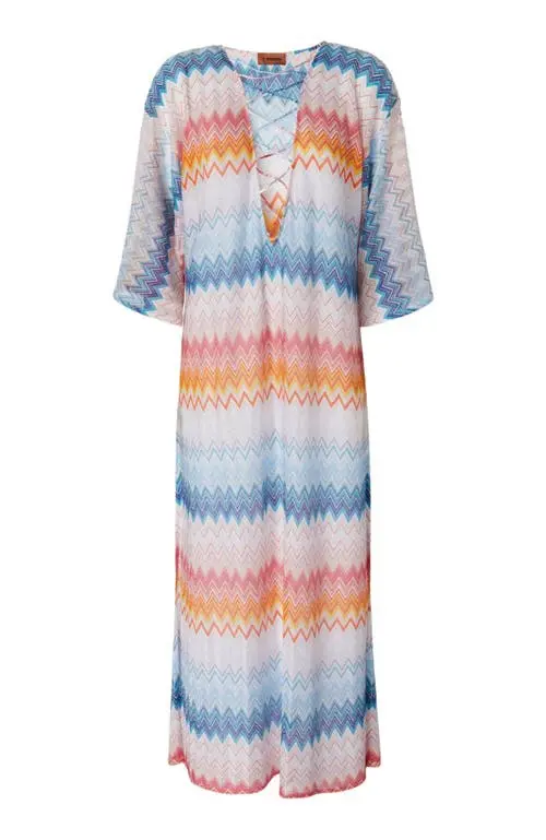 Missoni Long Cover-up In Zigzag Lamé Viscose Blend