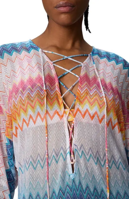 Missoni Long Cover-up In Zigzag Lamé Viscose Blend