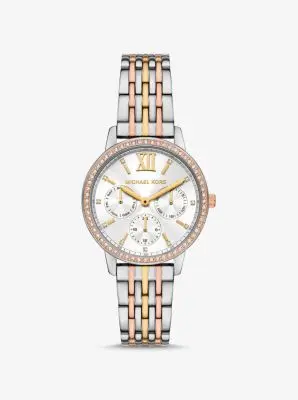 Michael Kors Melissa Pavé Tri-tone Watch