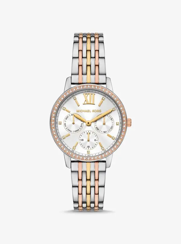 Michael Kors Melissa Pavé Tri-tone Watch - Silver