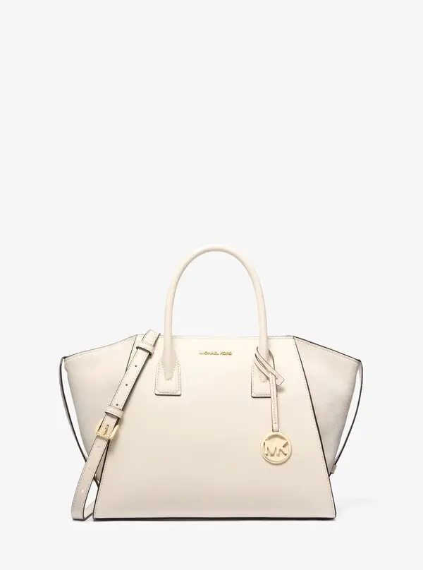Michael Kors Avril Large Leather And Suede Satchel - Natural