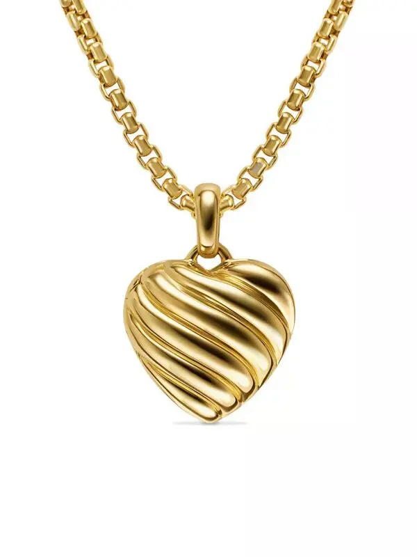 David Yurman 18k Yellow Sculpted Cable Heart Pendant - Gold