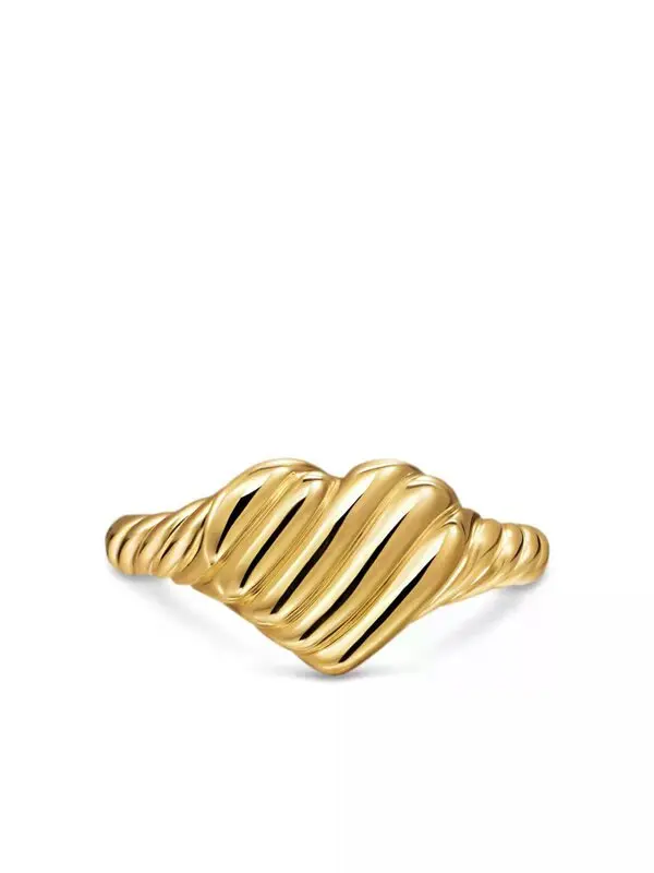 David Yurman 18k Yellow Sculpted Cable Heart Ring - Gold