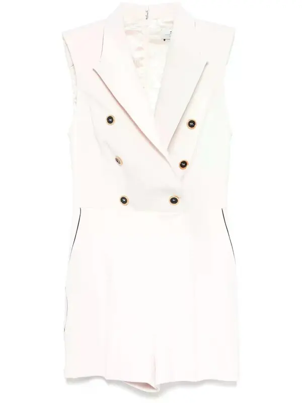 Elisabetta Franchi Double-breasted Crepe Playsuit - Neutrals